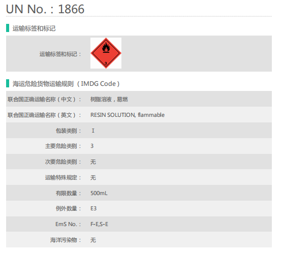3类危险品树脂溶液（UN1866）出口海运订舱运输要求 - 深圳海邦国际物流供应链有限公司